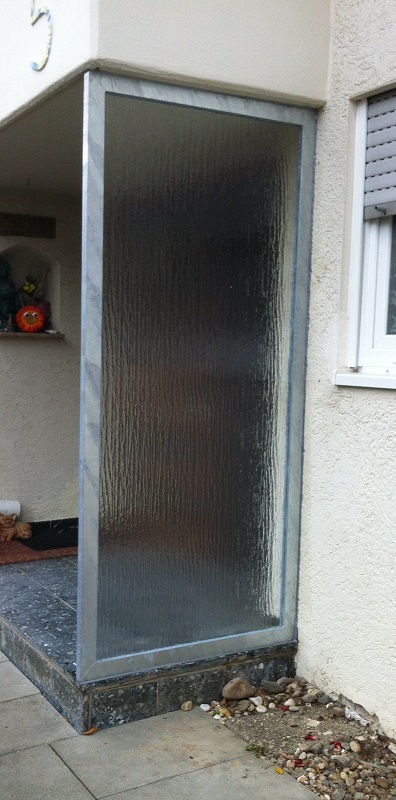 Windfang Eingang Stahl verzinkt Glas